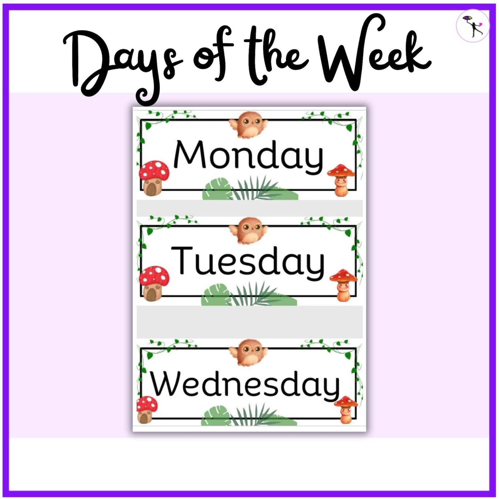 Printable Classroom Labels Flashcards Educational Decor Days of the ...