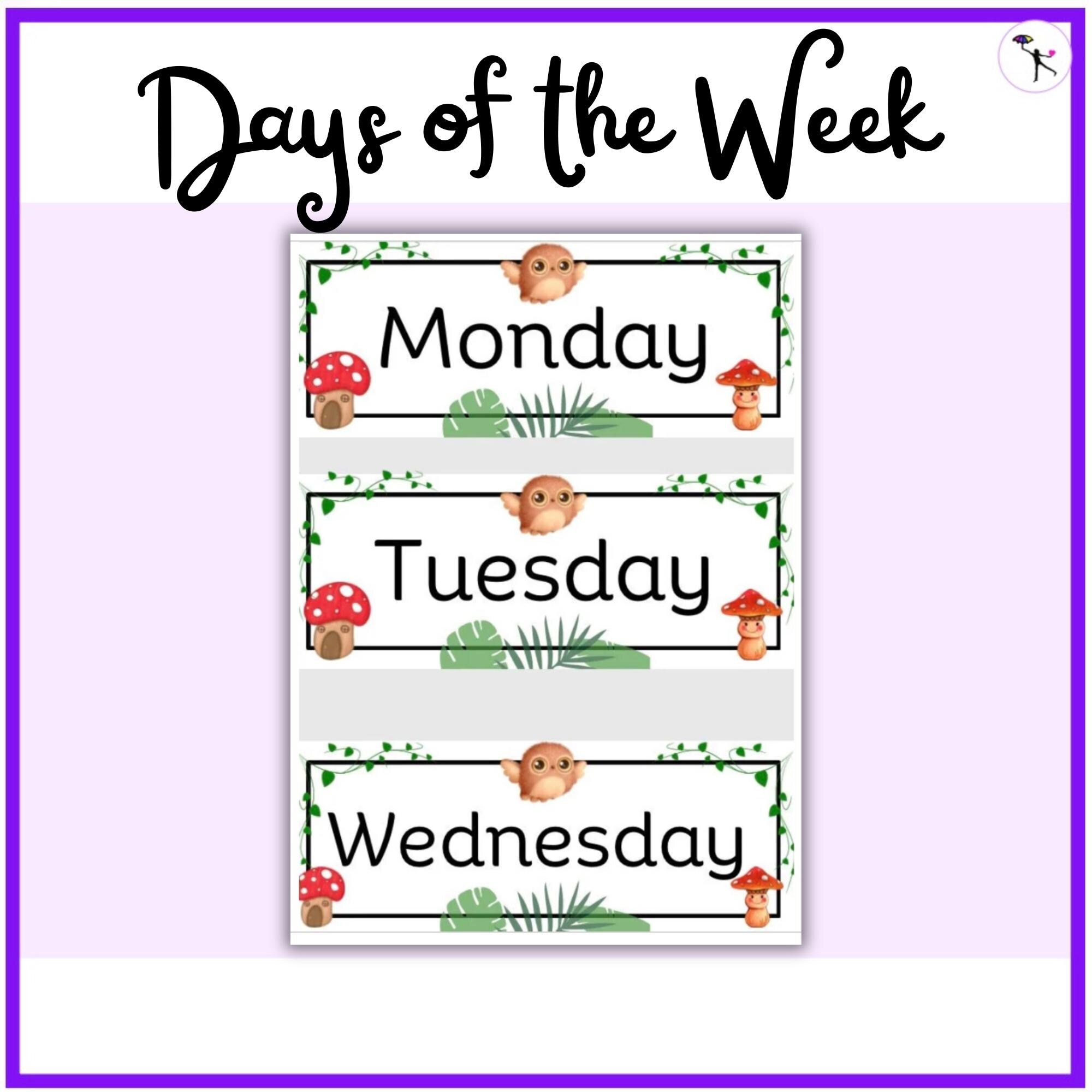 Printable Classroom Labels Flashcards Educational Decor Days of the ...