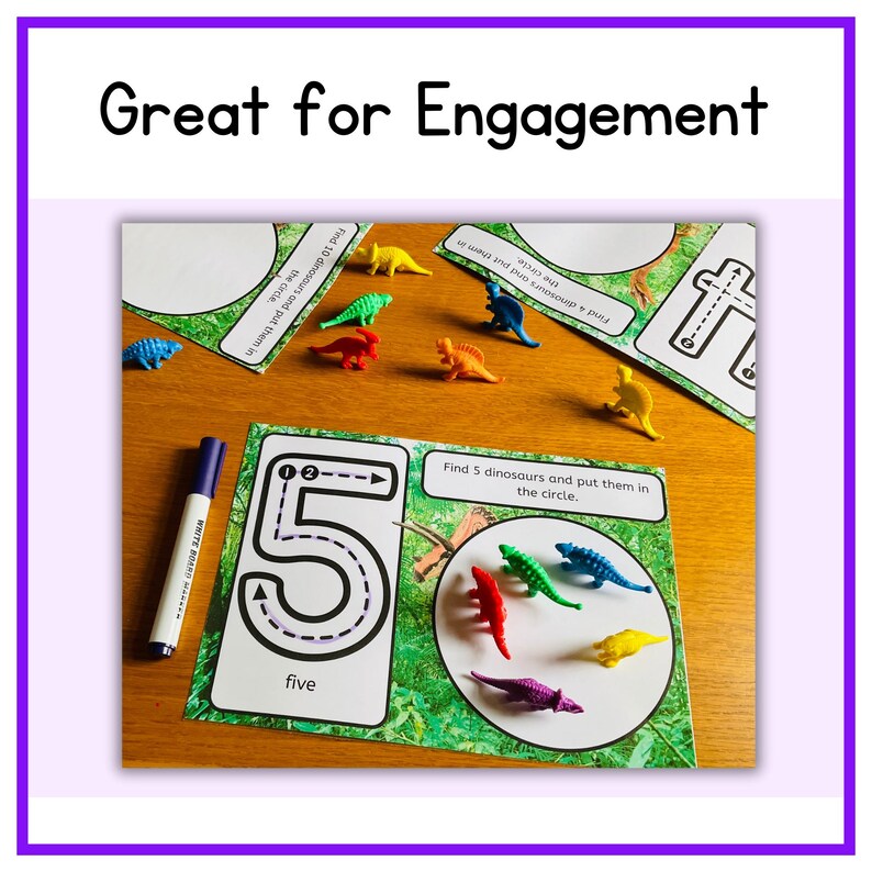 Dinosaur Number Tracing Placemat: Counting 1-10 for Kindergarten & EYFS ...