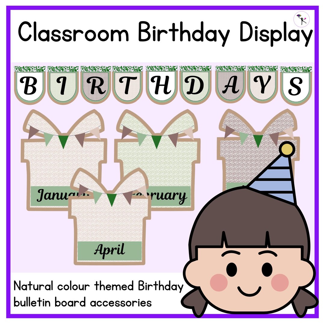 Elementary Classroom Birthday Bulletin Board Display: Printable Decor ...