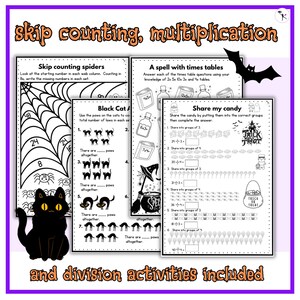 2nd Grade Halloween Math Worksheets No Prep Activities for Kids - Etsy