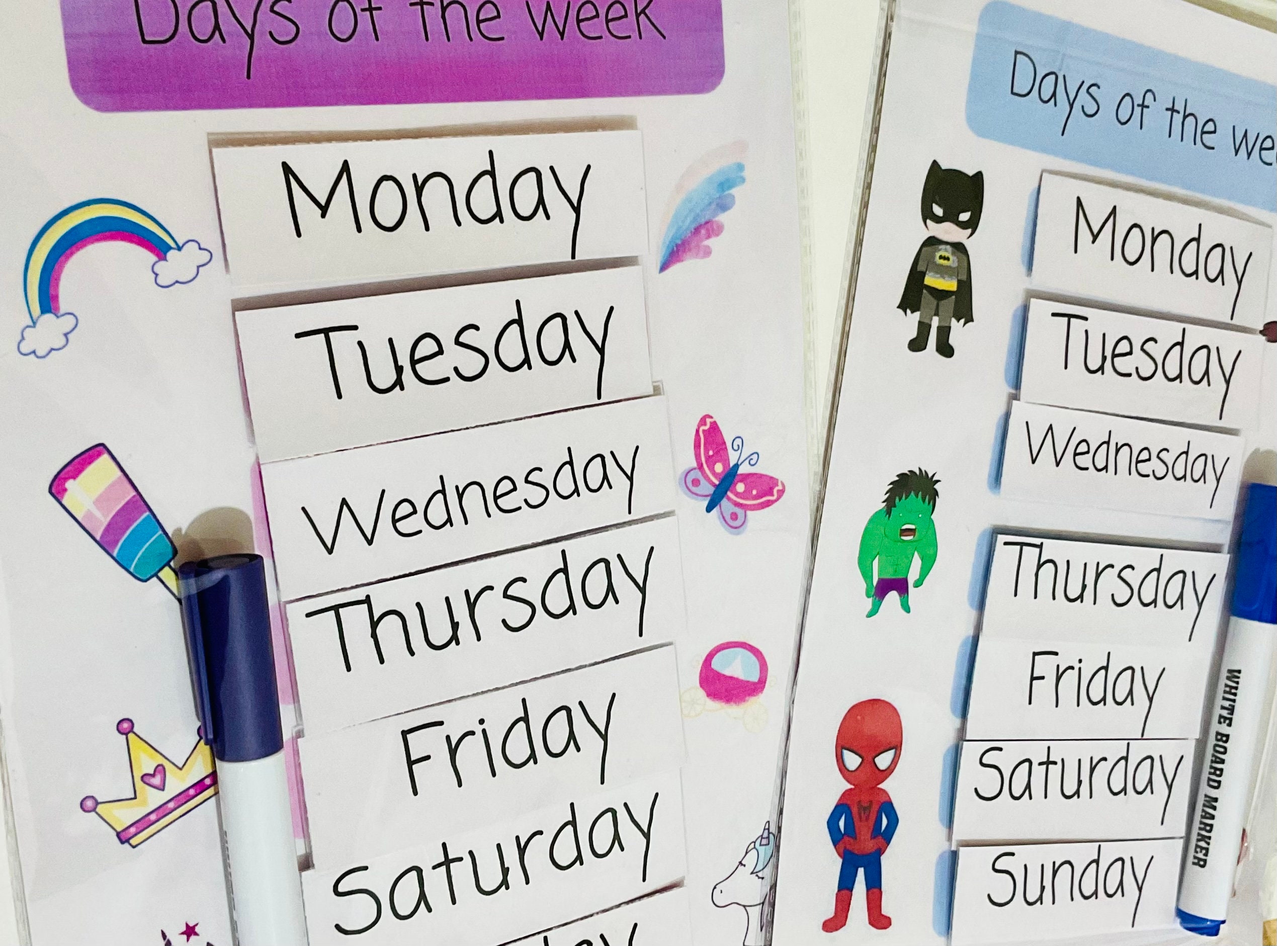 Days of the Week Labels: Kids Education; Learning Days Through Ordering ...