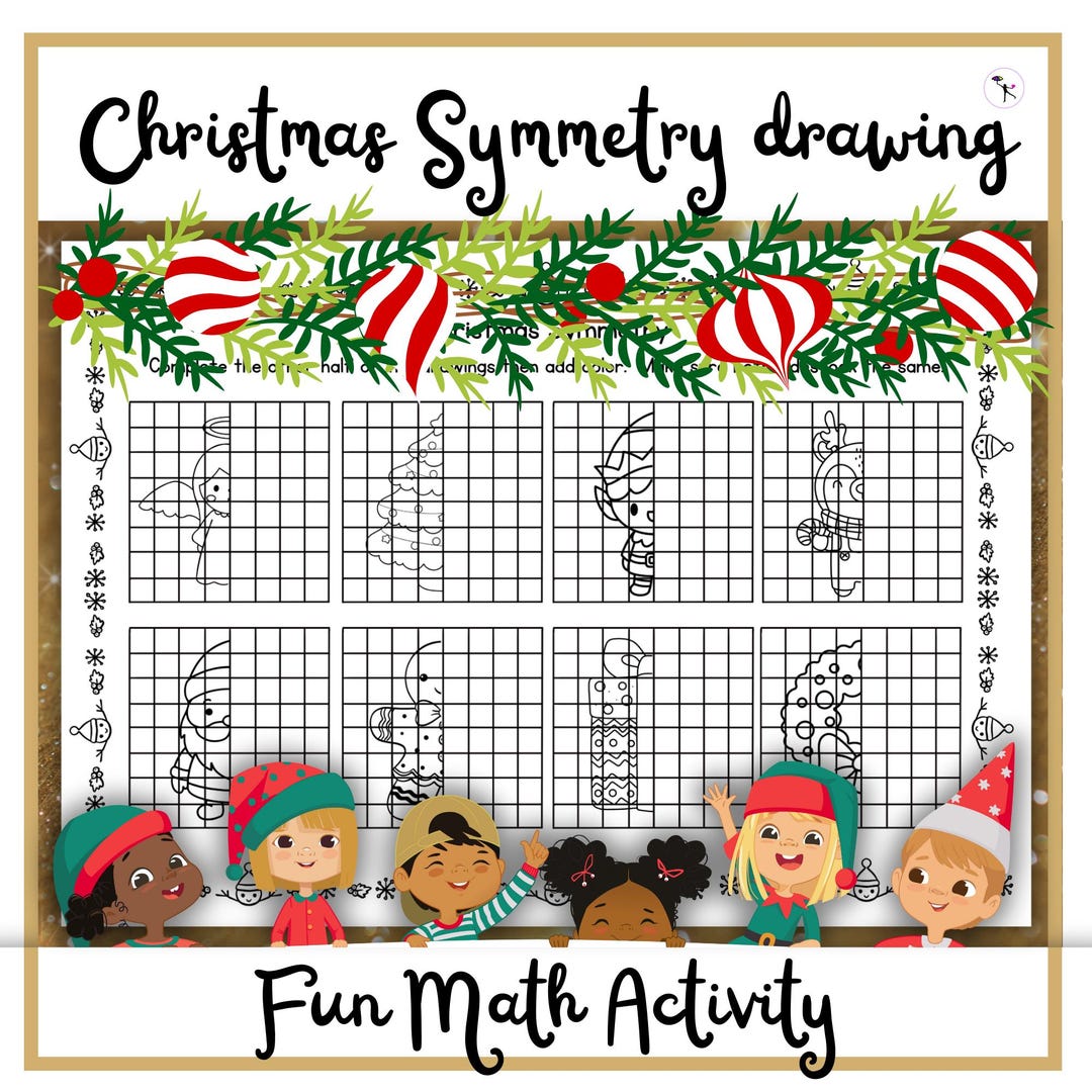 Festive Art Activity for Kids: Symmetry Christmas Coloring Worksheet - Etsy