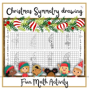 Festive Art Activity for Kids: Symmetry Christmas Coloring Worksheet - Etsy