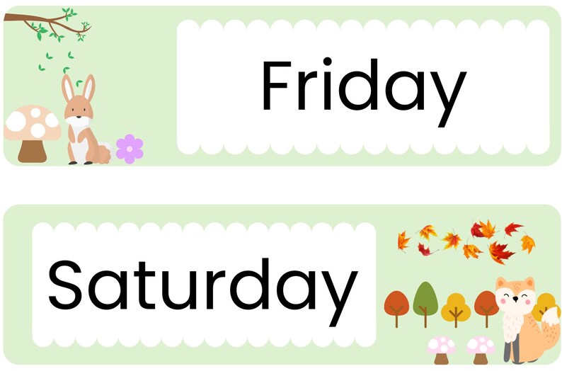Days of the Week Display Cards - Etsy