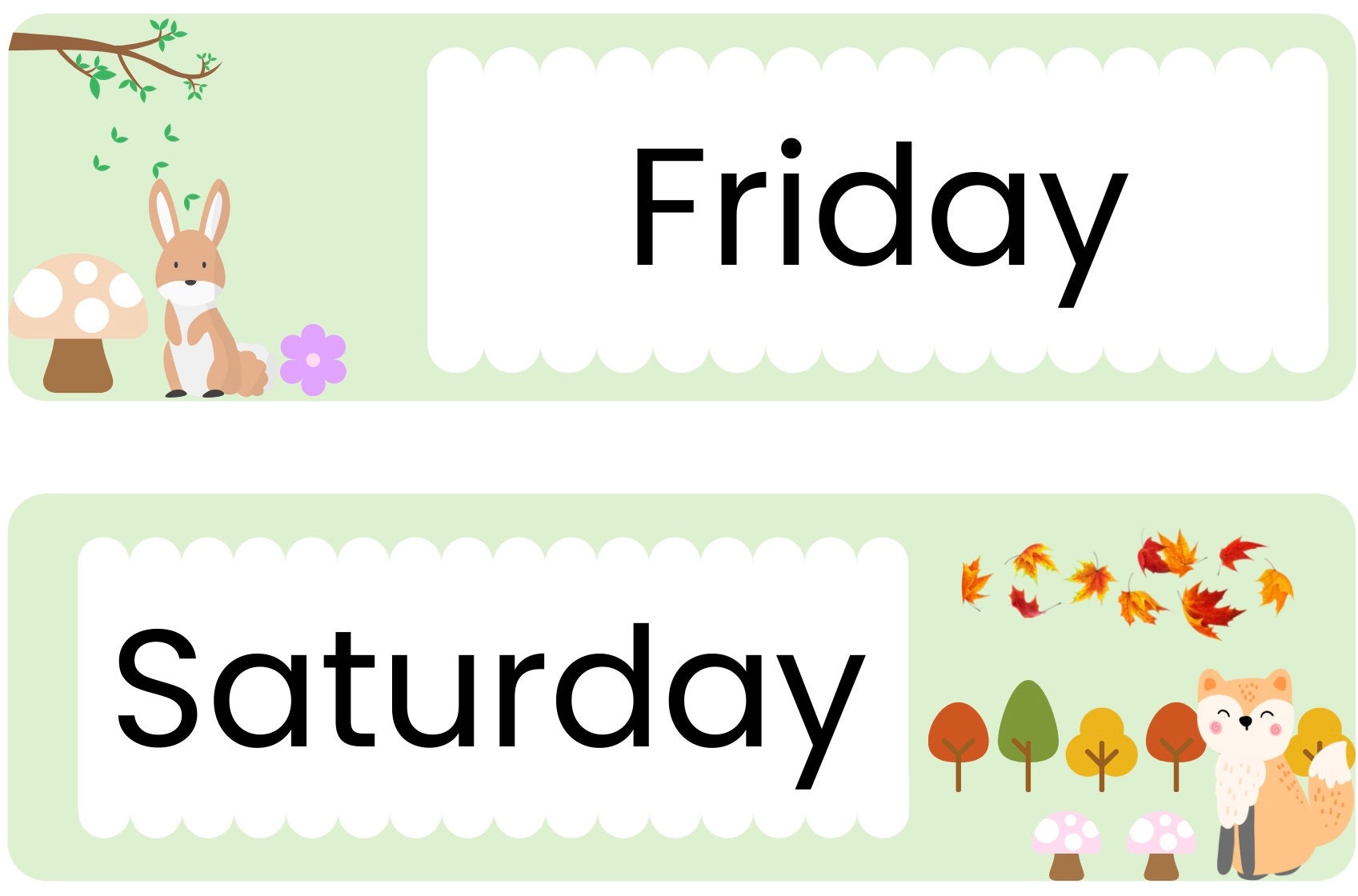 Days of the Week Display Cards - Etsy UK