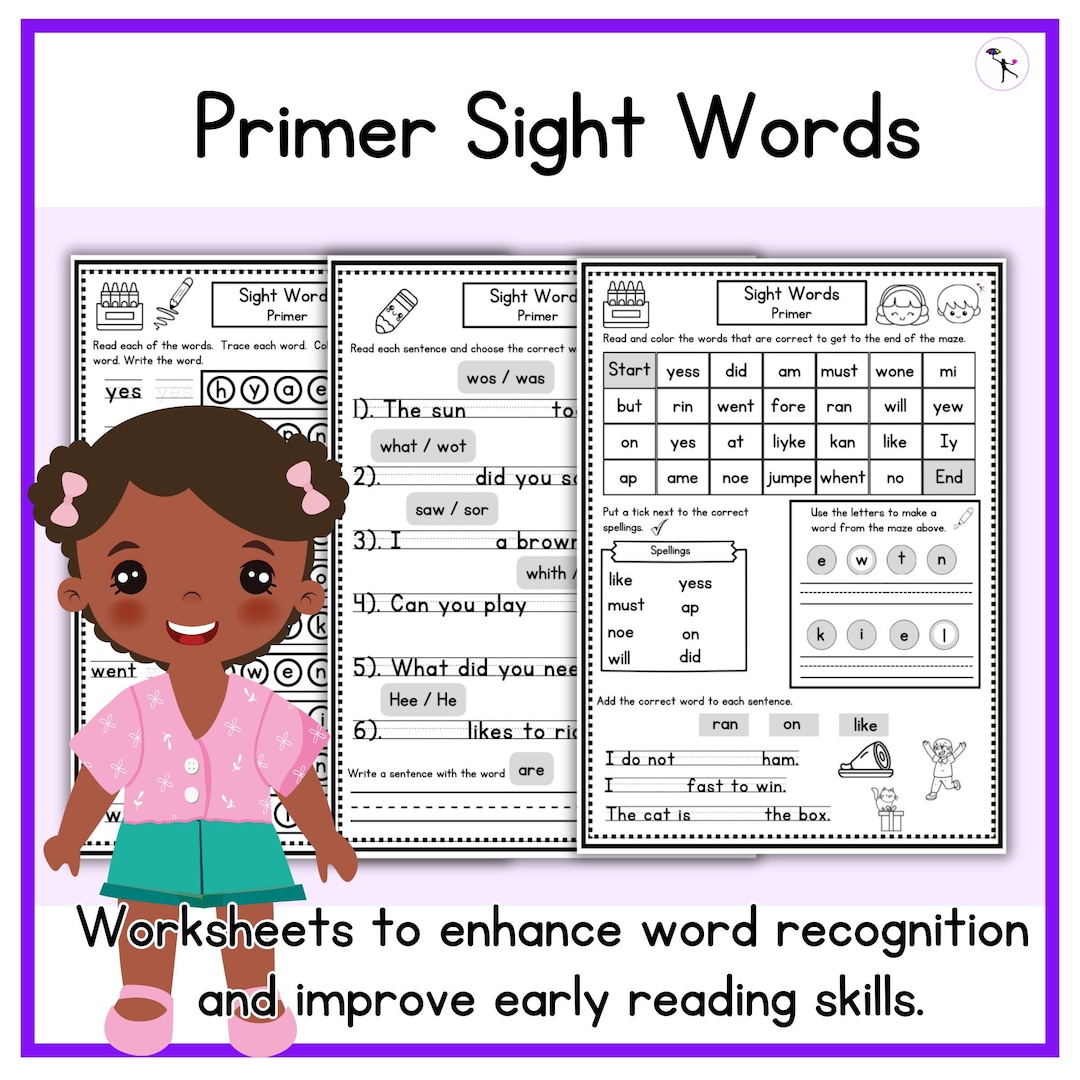 Primer Sight Words Worksheets Enhance Early Reading Skills With Dolch ...