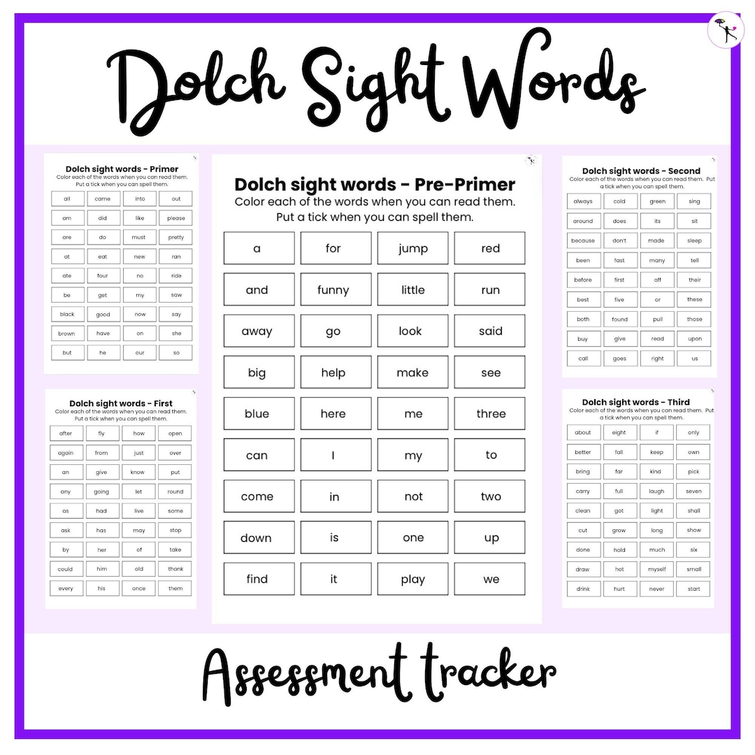 Dolch Sight Words Assessment: Printable High Frequency Reading Sheets ...