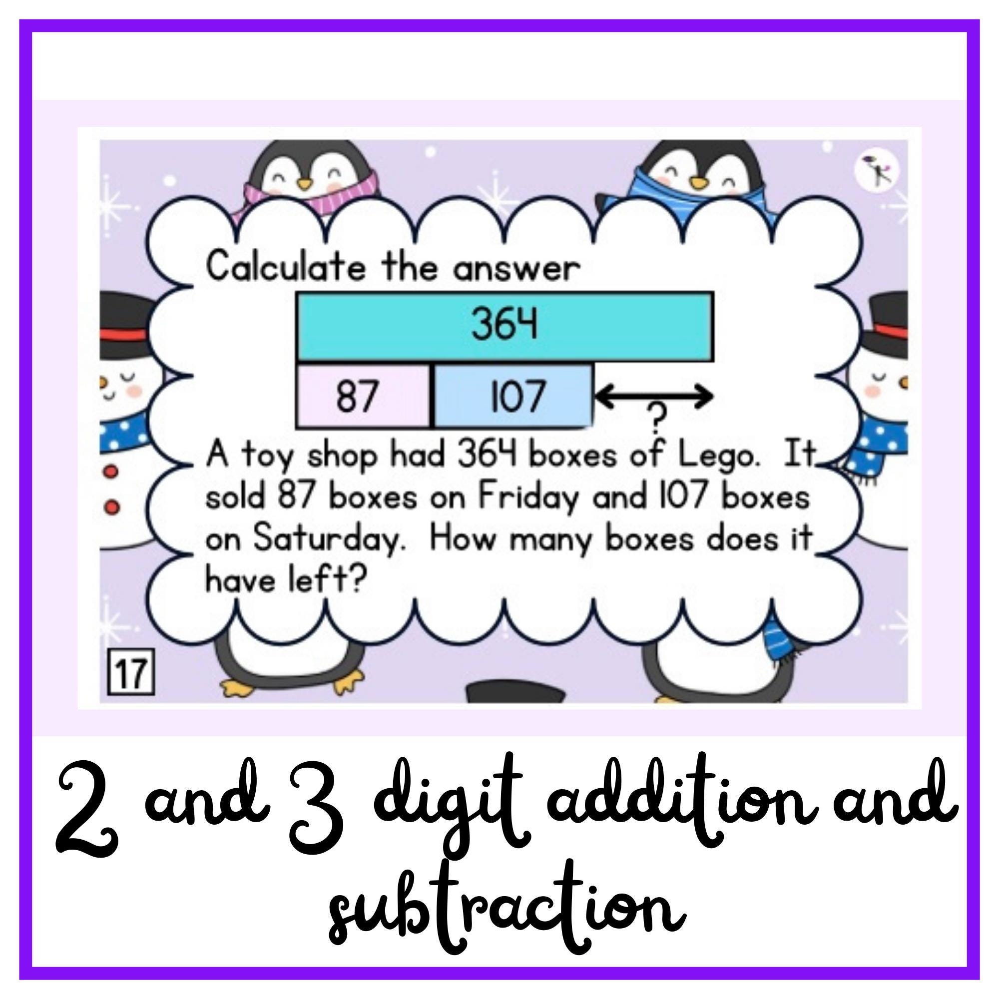 Second Grade Math Word Problem Task Cards for Center Activities - Etsy