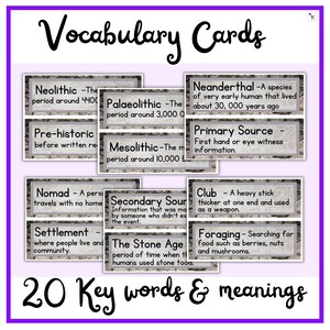 The Stone Age Vocabulary Printable Flashcards Bulletin Board ...