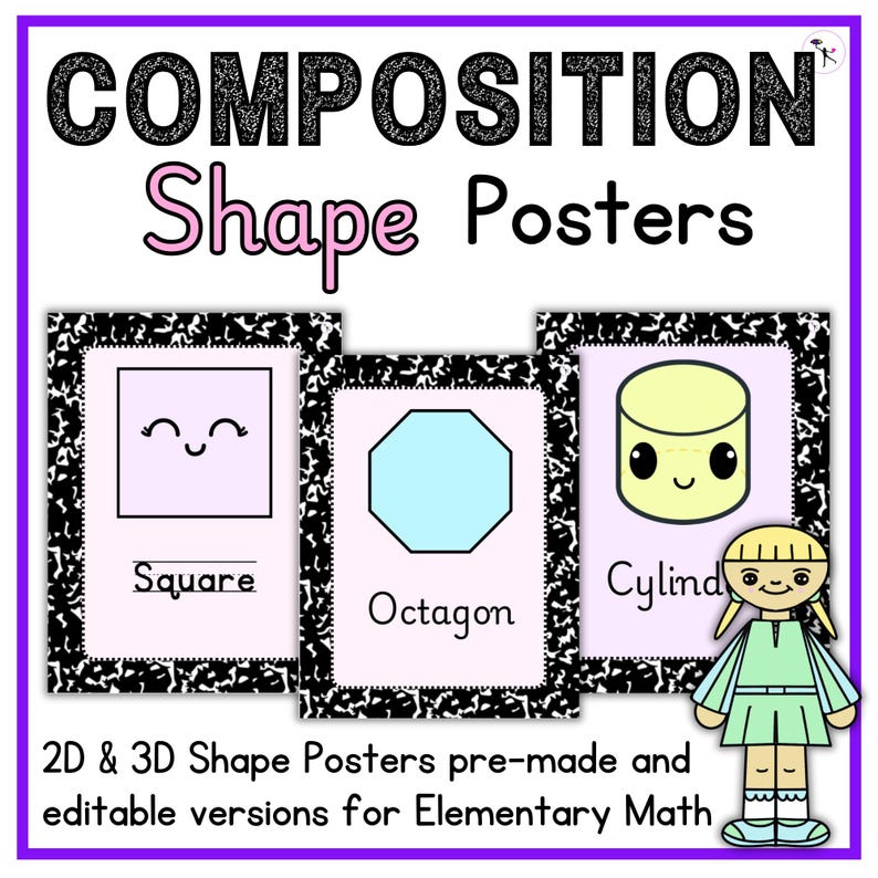 Editable 2D and 3D Shape Posters Elementary Math Learning Resources for ...