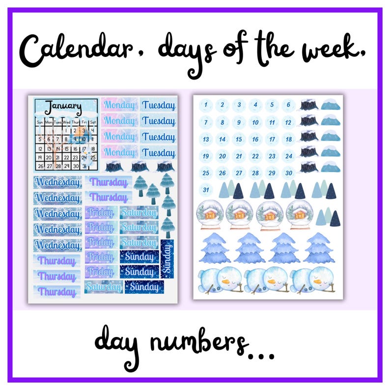 January Bullet Journal Stickers: Winter Monthly Planner & Organizer ...