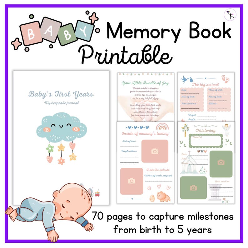 Printable Baby Memory Book:a Newborn Keepsake for Parents to Cherish ...