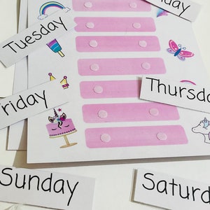 Days of the Week Labels: Kids Education; Learning Days Through Ordering ...
