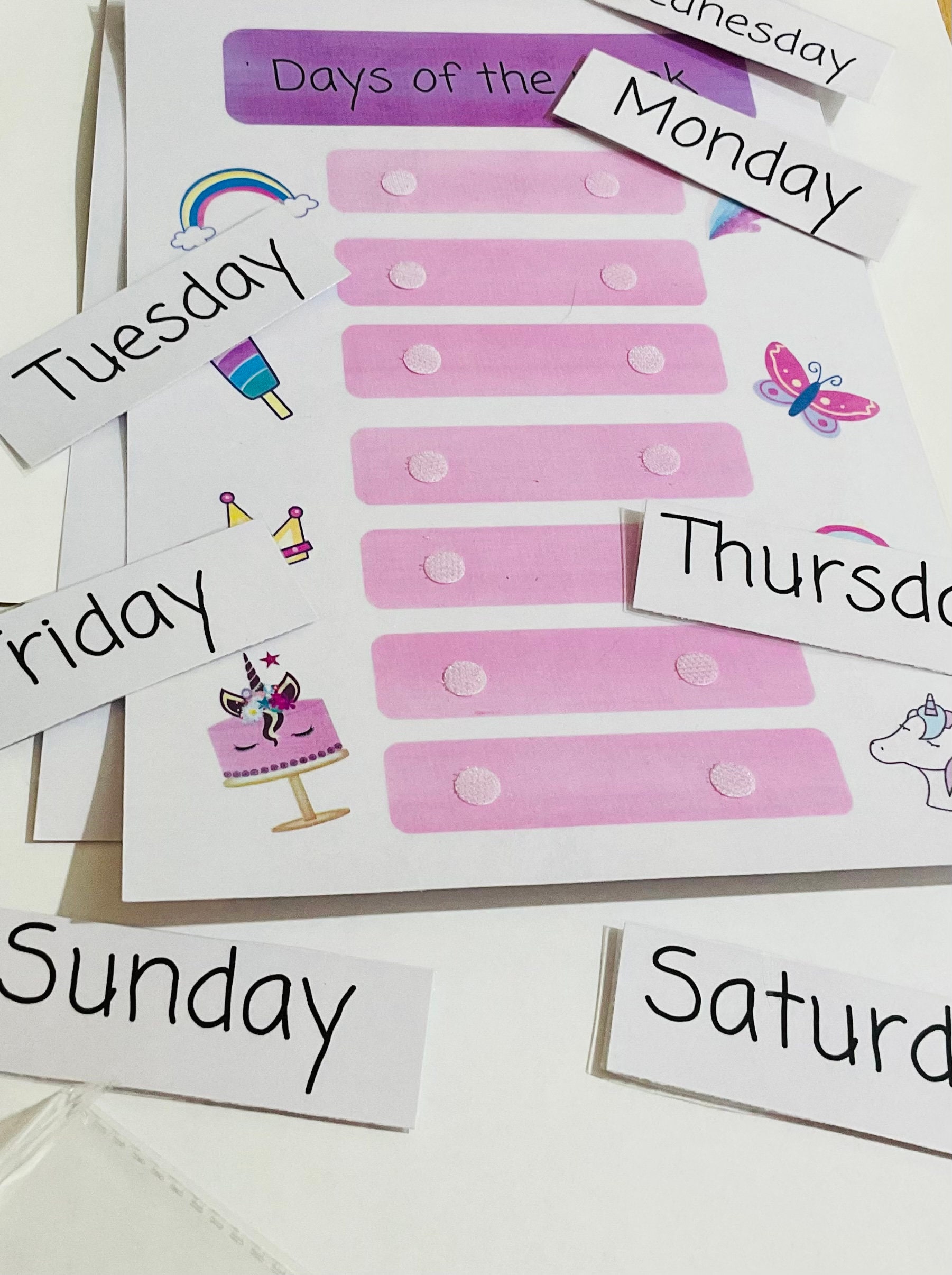 Days of the Week Labels: Kids Education; Learning Days Through Ordering ...