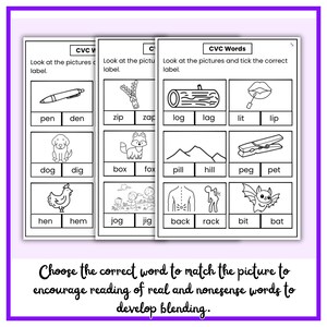 CVC Worksheets for Early Reading Skills: Educational Phonics Printables ...