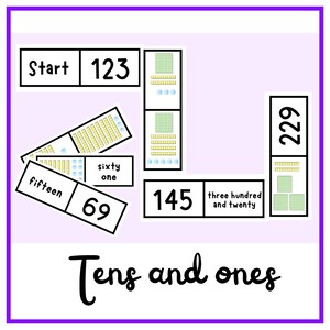 Math Manipulatives: Place Value Dominoes Educational Cards Montessori ...