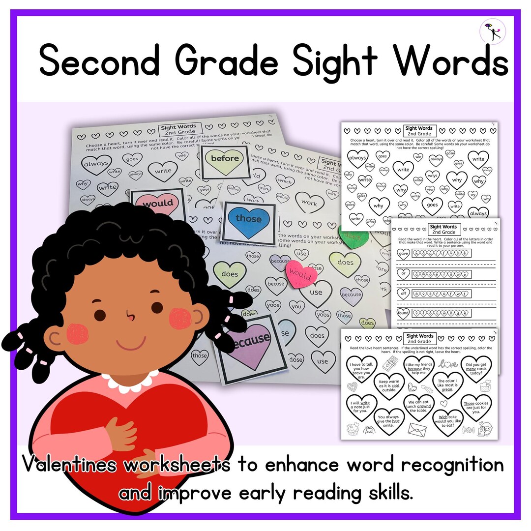 Valentine's Day Sight Words: 2nd Grade Reading Worksheets & Interactive ...