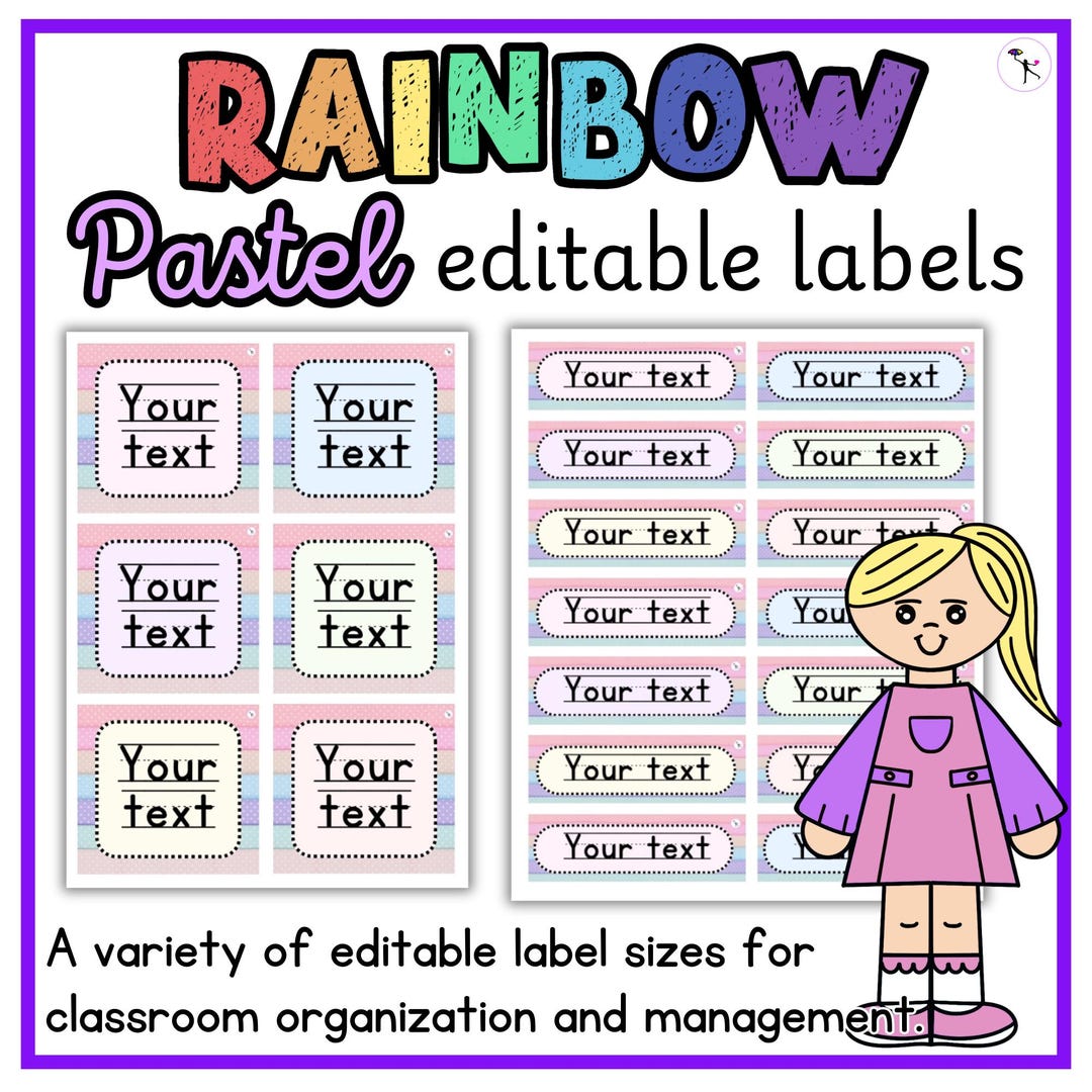 Editable Classroom Labels: Pastel Rainbow Decor for Elementary Teacher ...