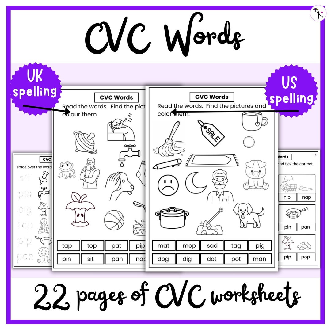 CVC Worksheets for Early Reading Skills: Educational Phonics Printables ...