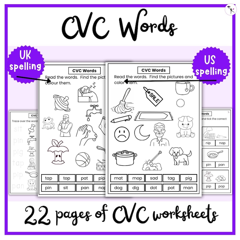 CVC Worksheets for Early Reading Skills: Educational Phonics Printables ...