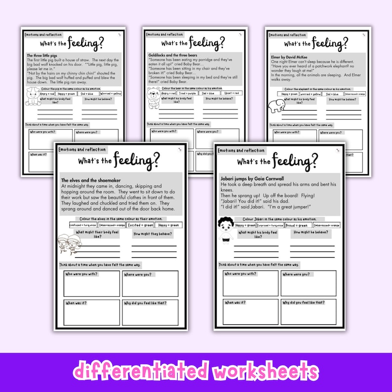 Emotions and Feelings Worksheets: Calm Corner Identifying Emotions Self ...
