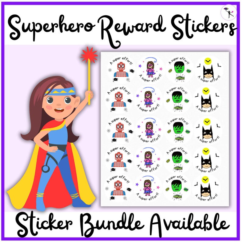 Colorful Superhero Reward Stickers for Kids and Teachers - Etsy
