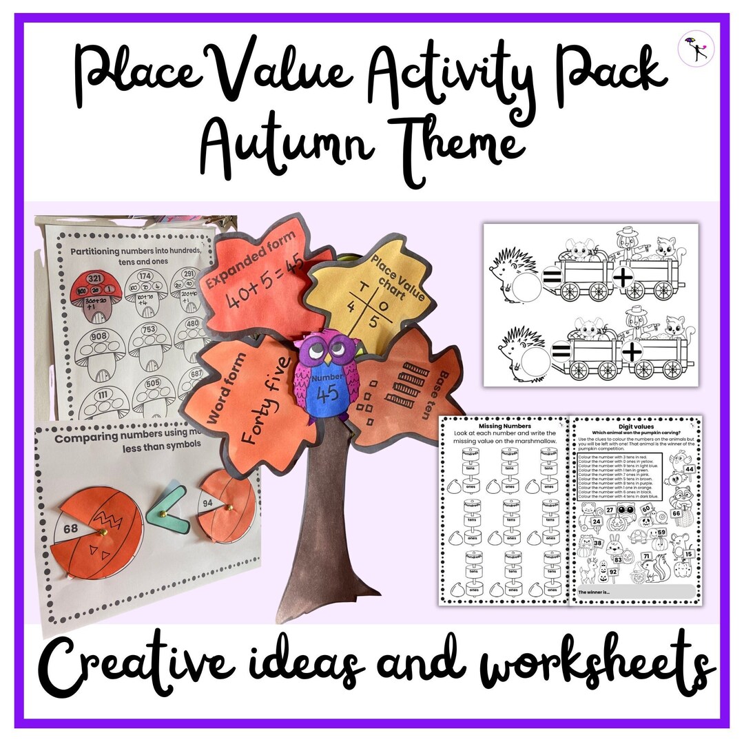 Autumn Place Value Worksheets for Elementary Homeschool Classrooms - Etsy