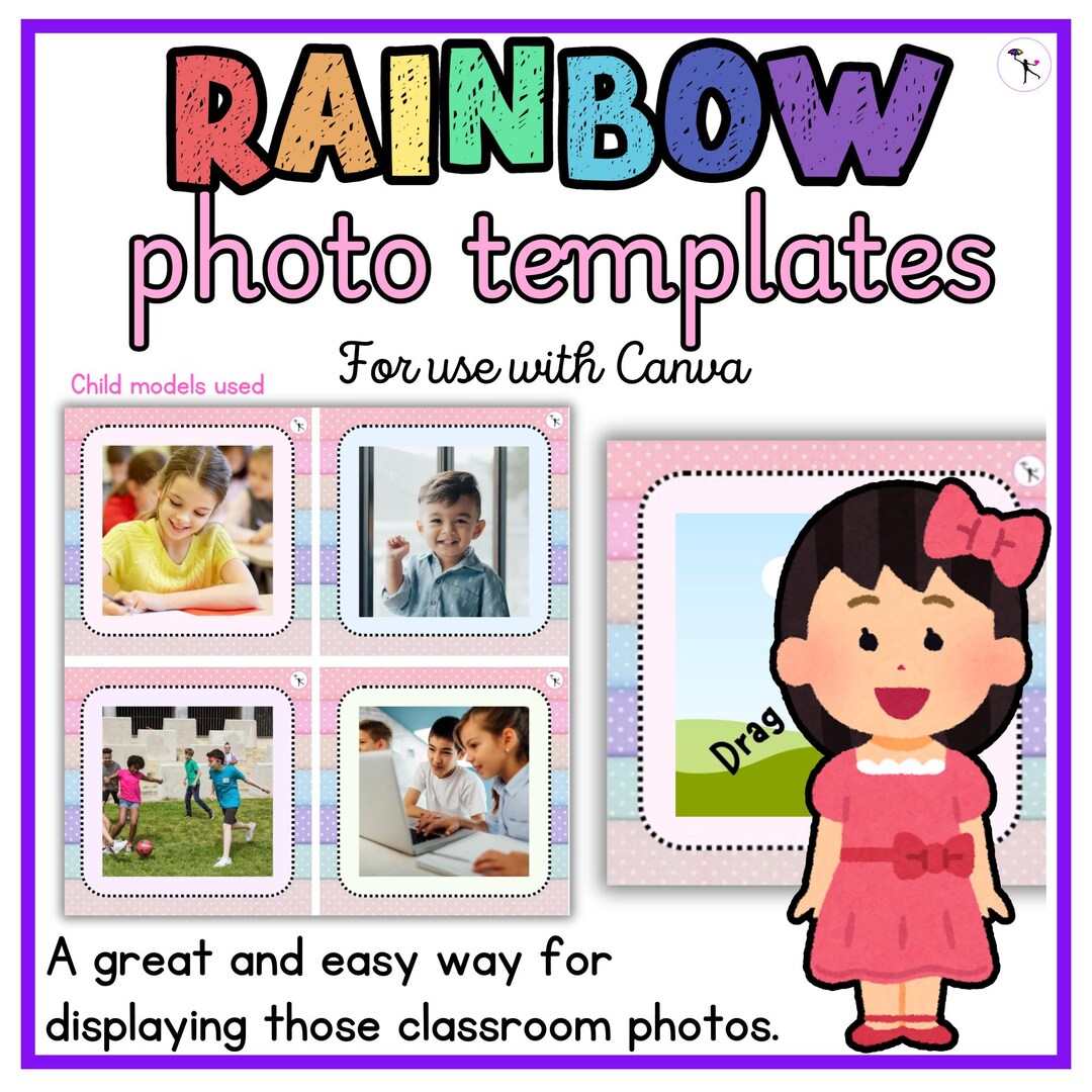 Editable Pastel Rainbow Classroom Photo Templates for Elementary ...