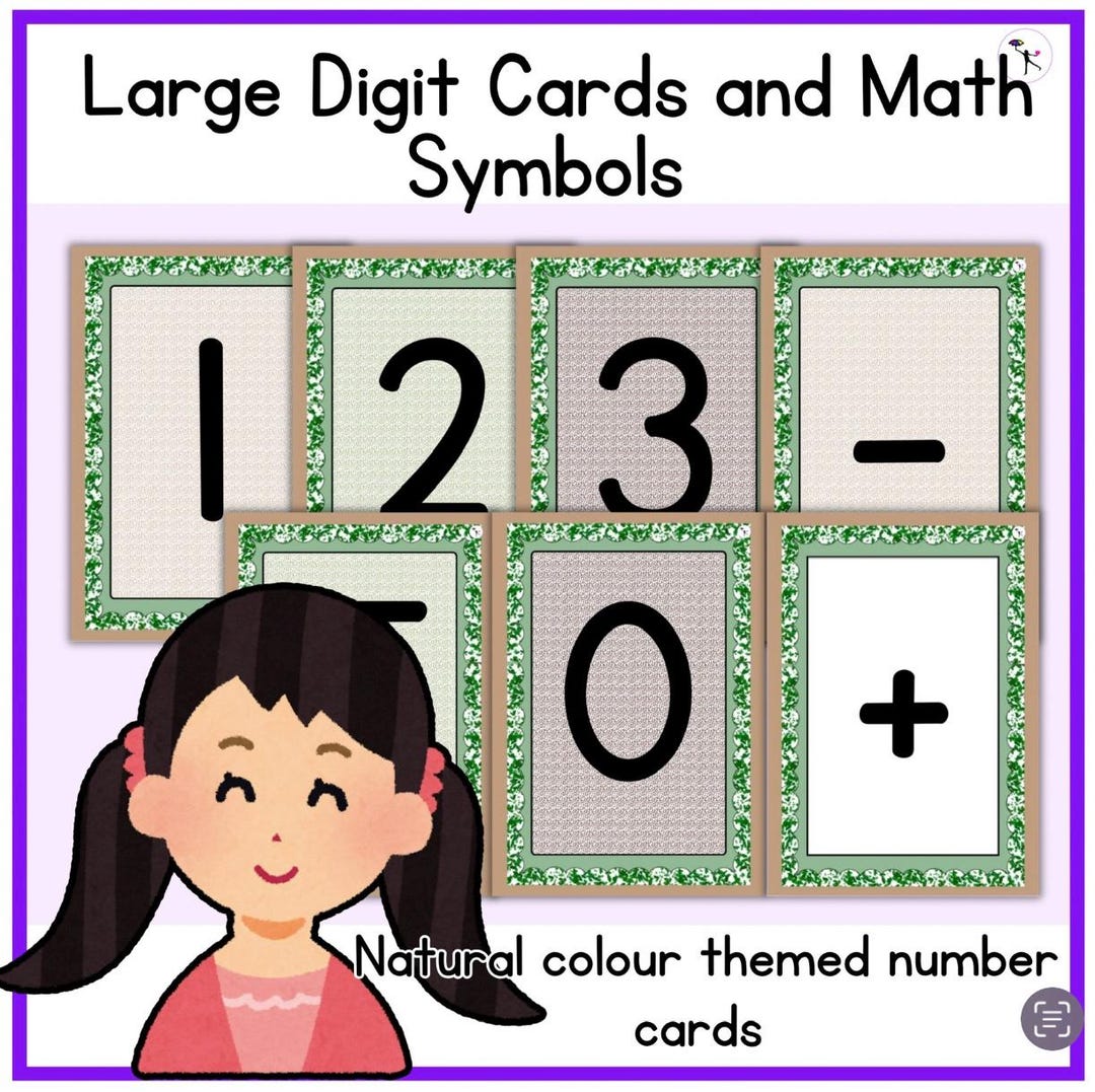 Oversized Printable Number Flashcards: Natural Classroom Theme for Math ...
