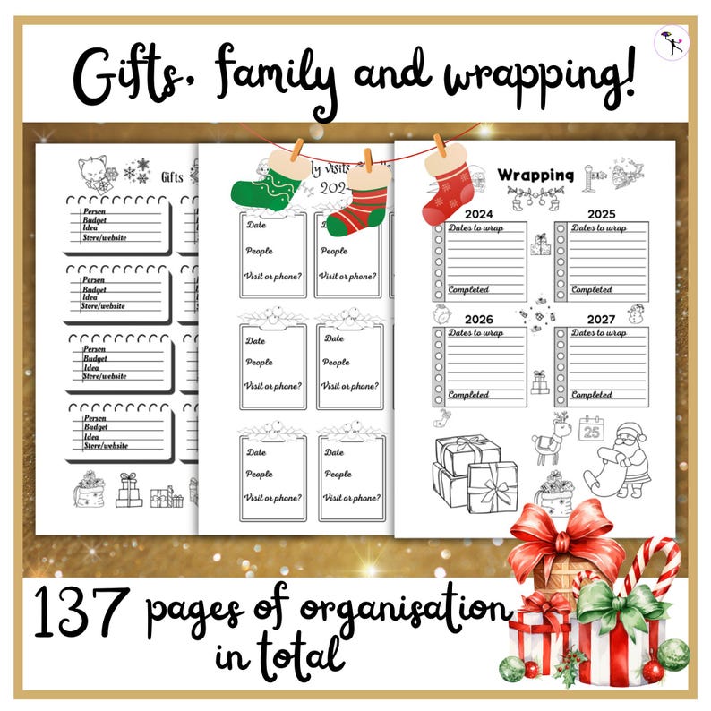 Printable Holiday Planner and Christmas Card Address Book and Tracker ...