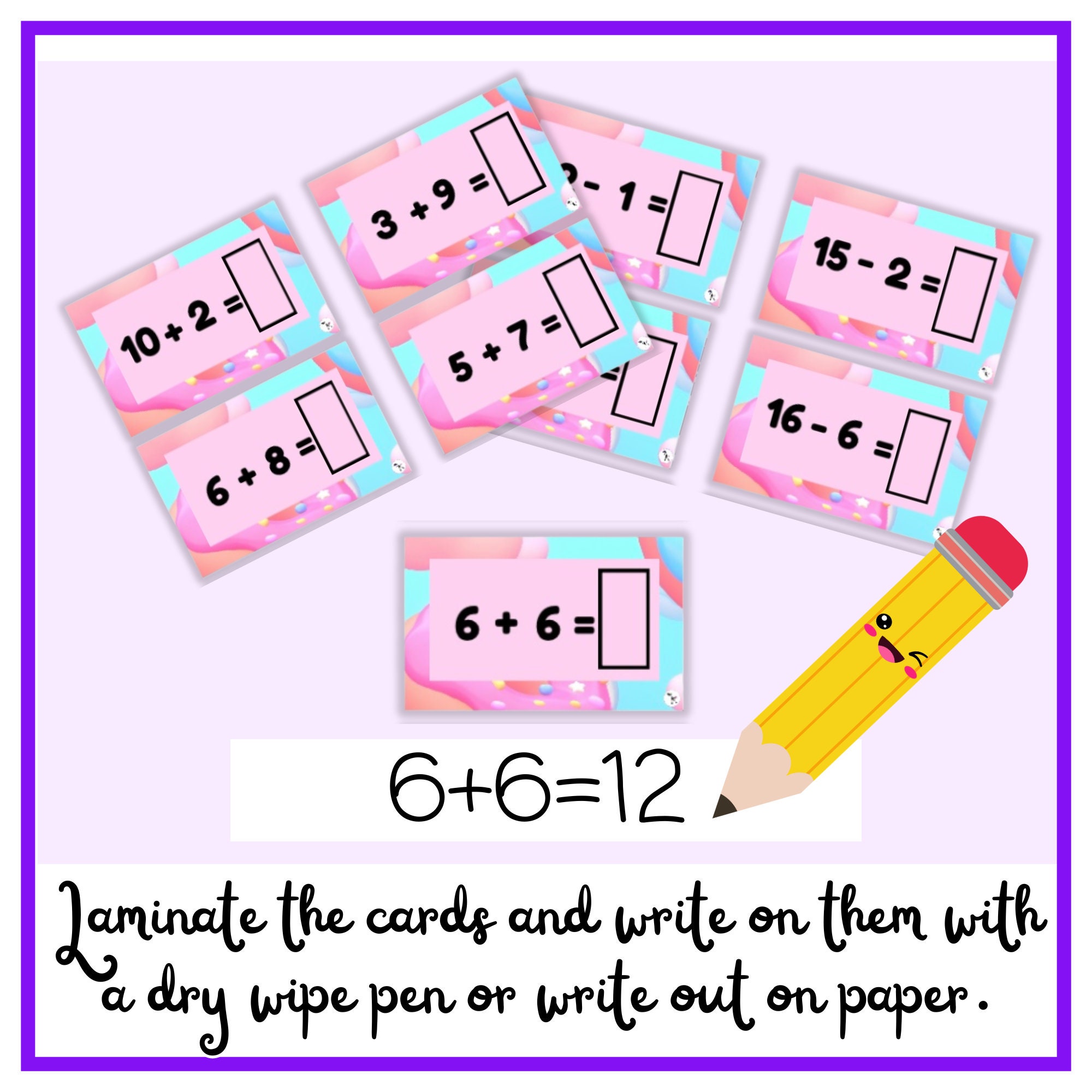 Addition and Subtraction Within 20 Task Cards: Printable Flashcards for ...