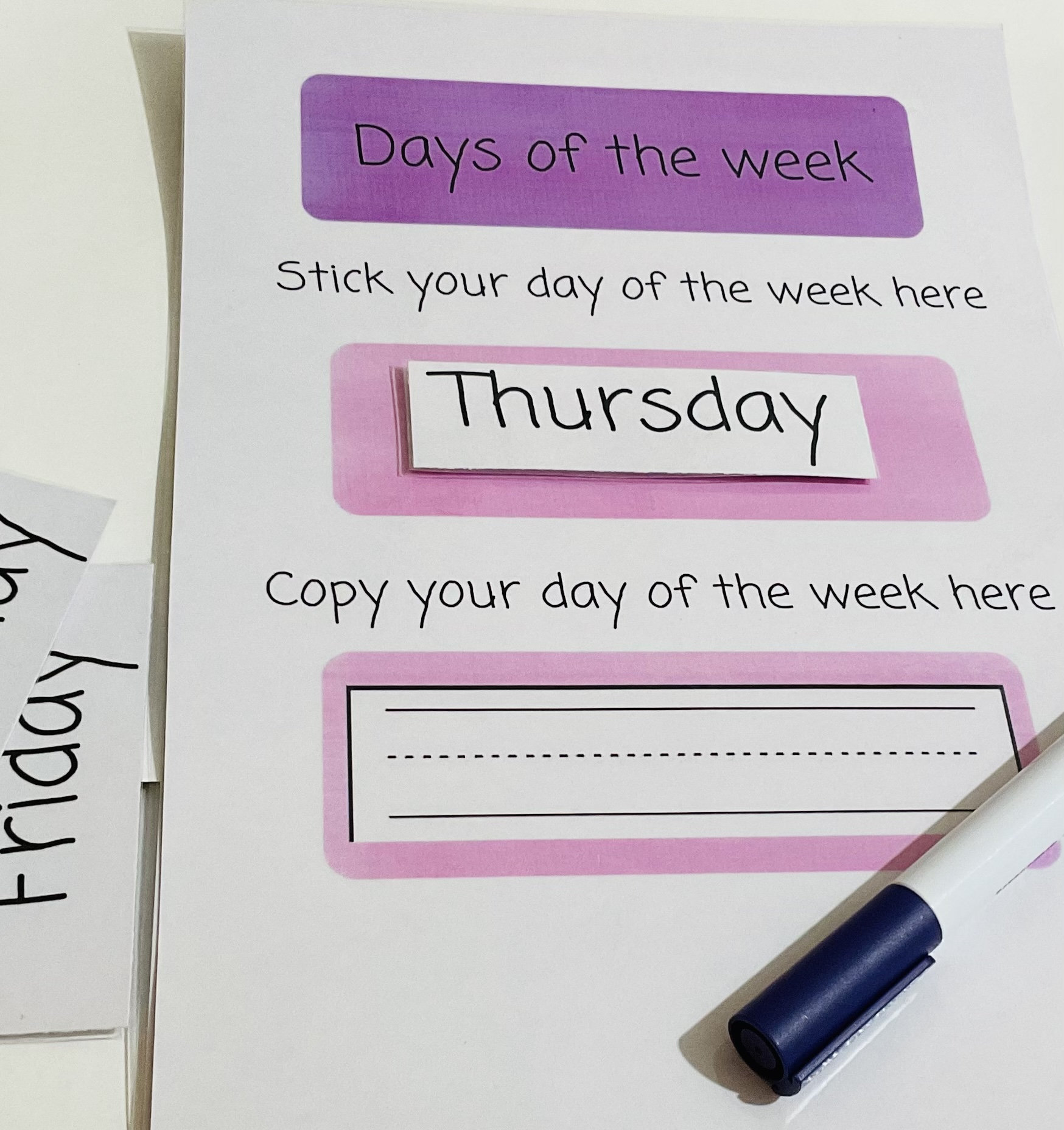 Days of the Week Labels: Kids Education; Learning Days Through Ordering ...