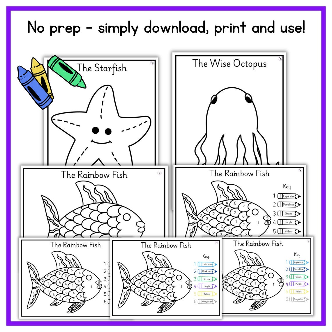 Rainbow Fish Number Coloring Page: Kindergarten and KS1 Storybook ...