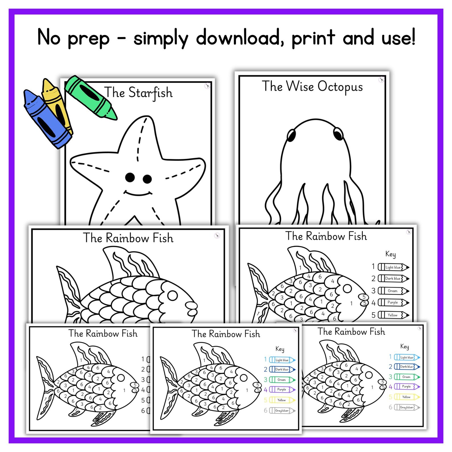 Rainbow Fish Number Coloring Page: Kindergarten and KS1 Storybook ...
