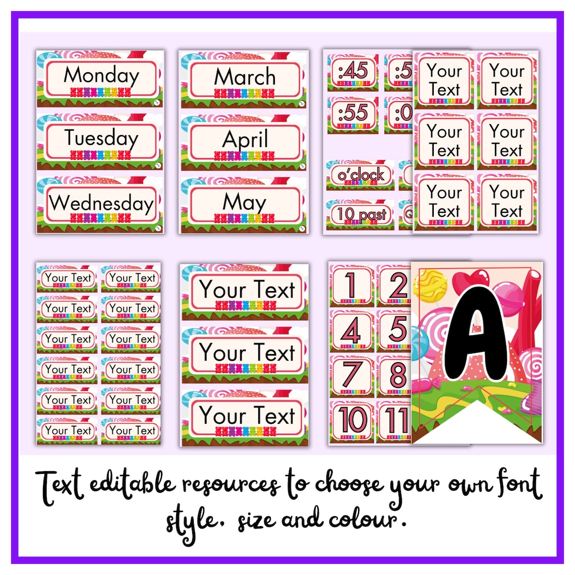 Candyland Elementary Classroom Decor Bundle: Bulletin Board Kit, Month ...