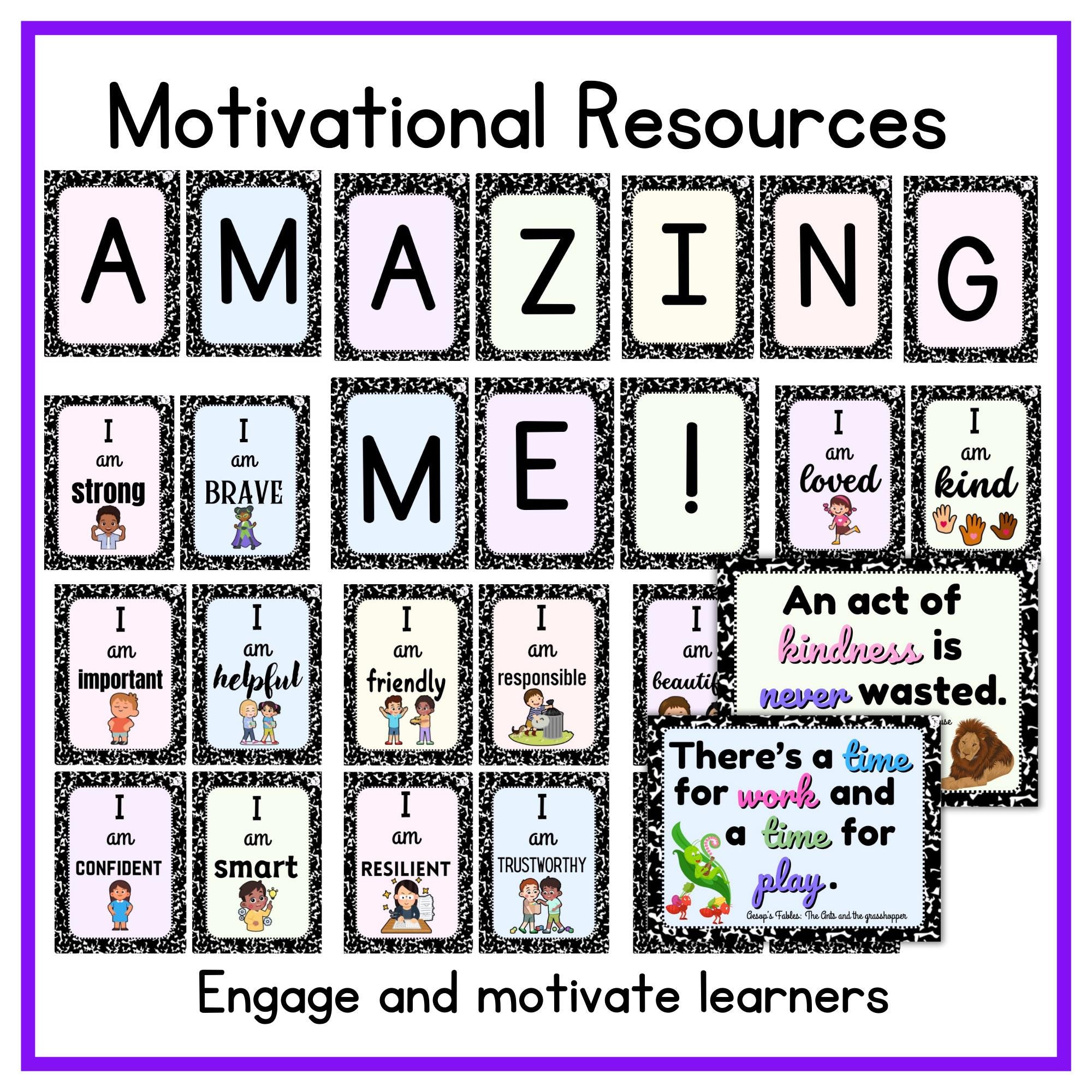 Composition Notebook Classroom Decor Bundle; Pastel Classroom Printable ...