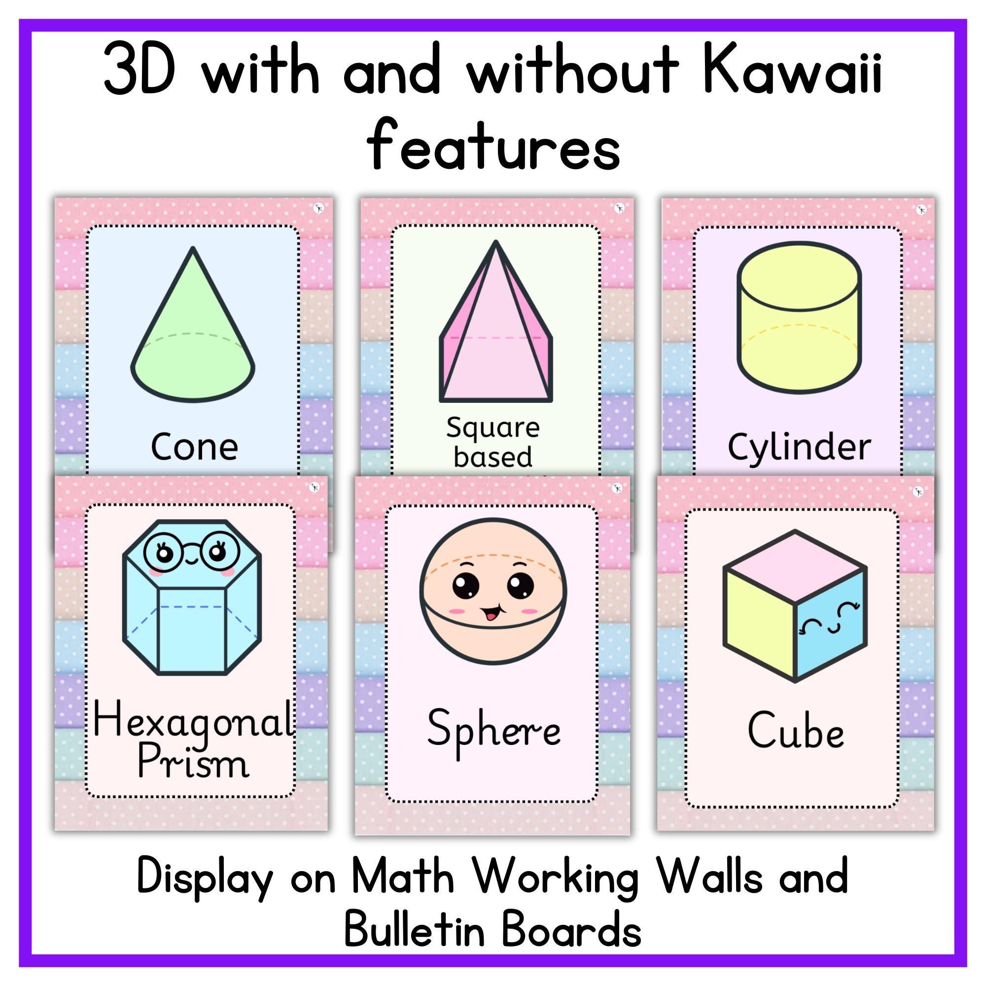 Editable Pastel Rainbow Geometry Posters: Elementary Math Learning for ...