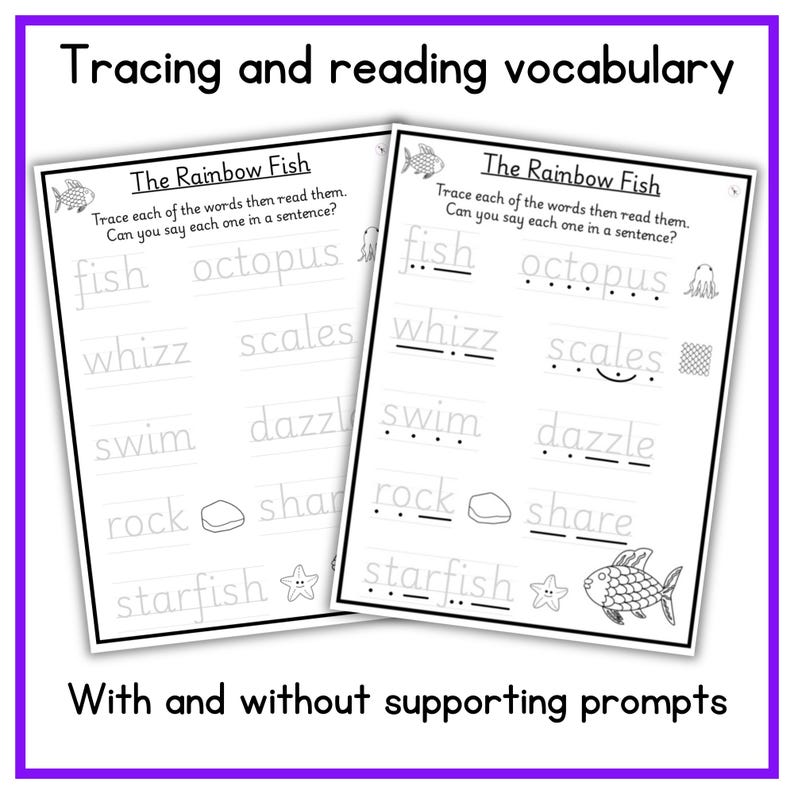 Rainbow Fish Writing Templates: Vocabulary, Story Retell and Reading ...