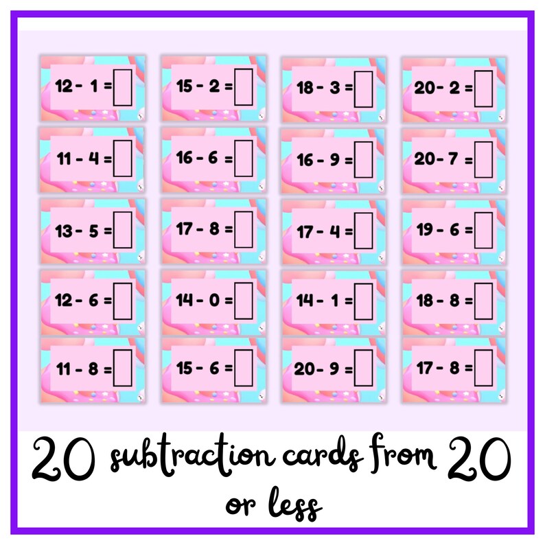 Addition and Subtraction Within 20 Task Cards: Printable Flashcards for ...