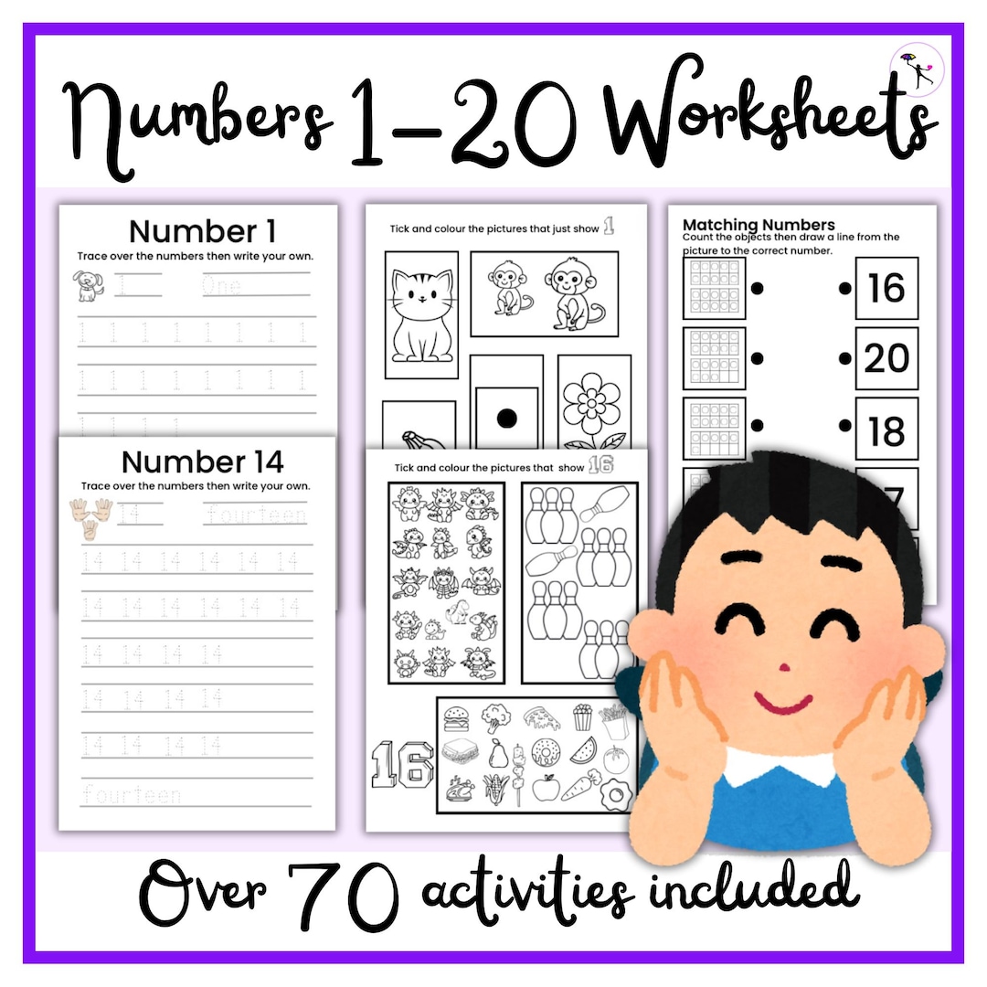 Math Worksheets for Counting, Tracing, Addition, and Subtraction for ...