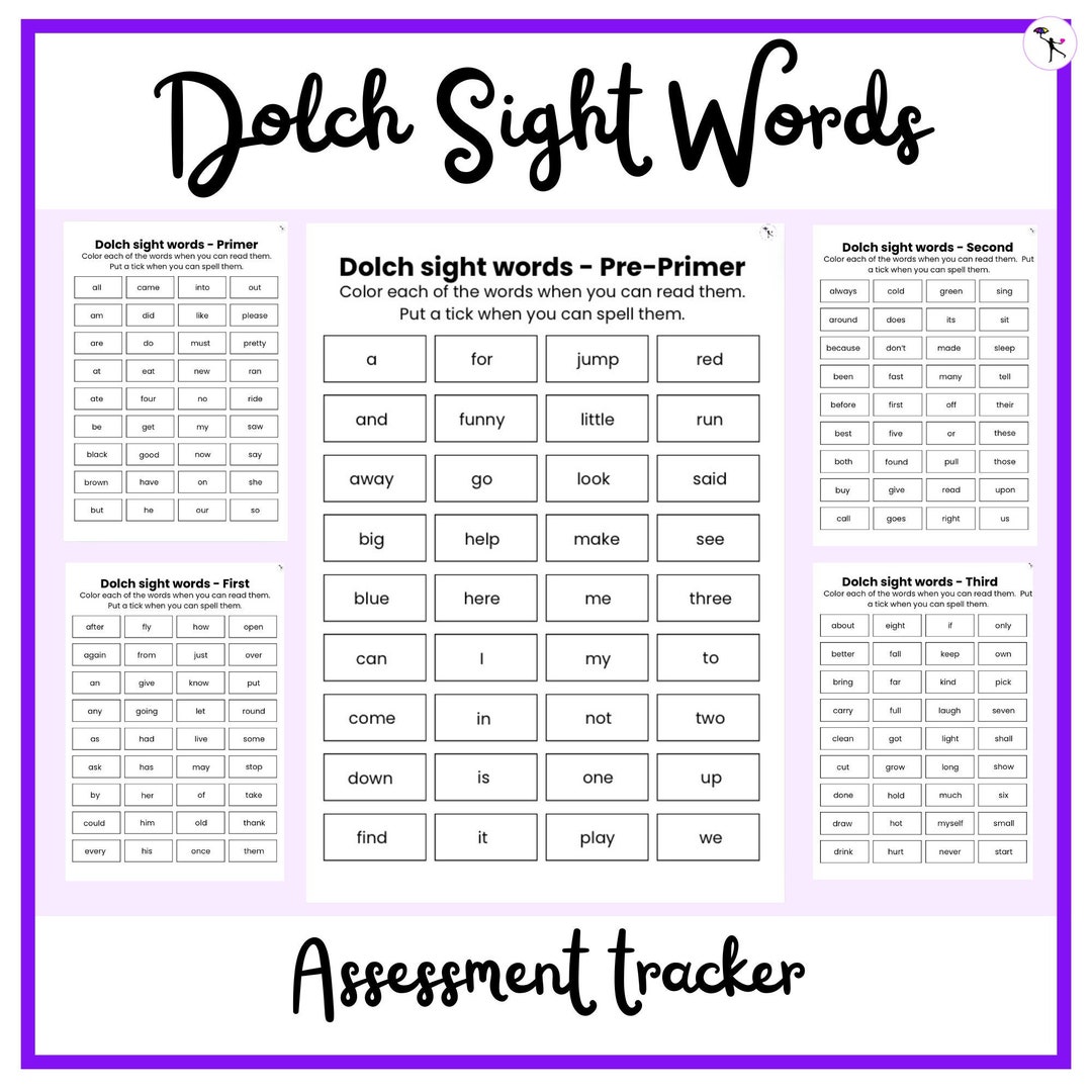 Dolch Sight Words Assessment Sheet: Printable Sight Words High ...