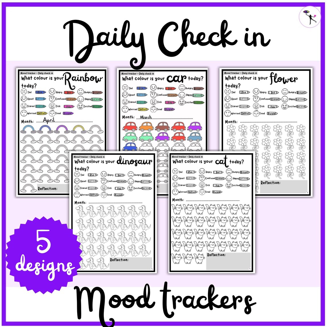 Emotions Worksheet for Kids: Mental Health; Emotions Tracker; Feelings ...