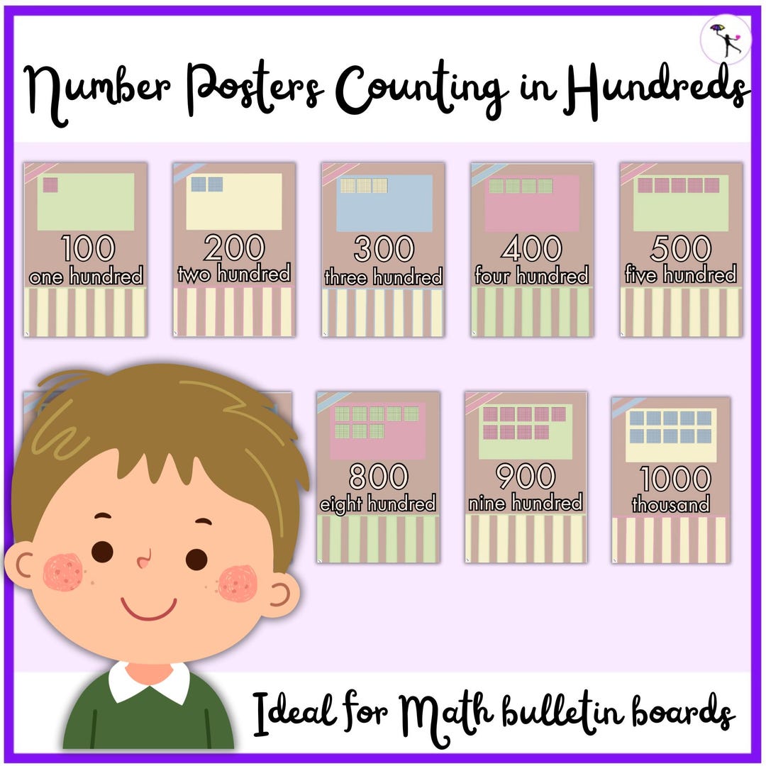 Math Cards Counting in Hundreds; Math Posters; Math Decor; Printable ...