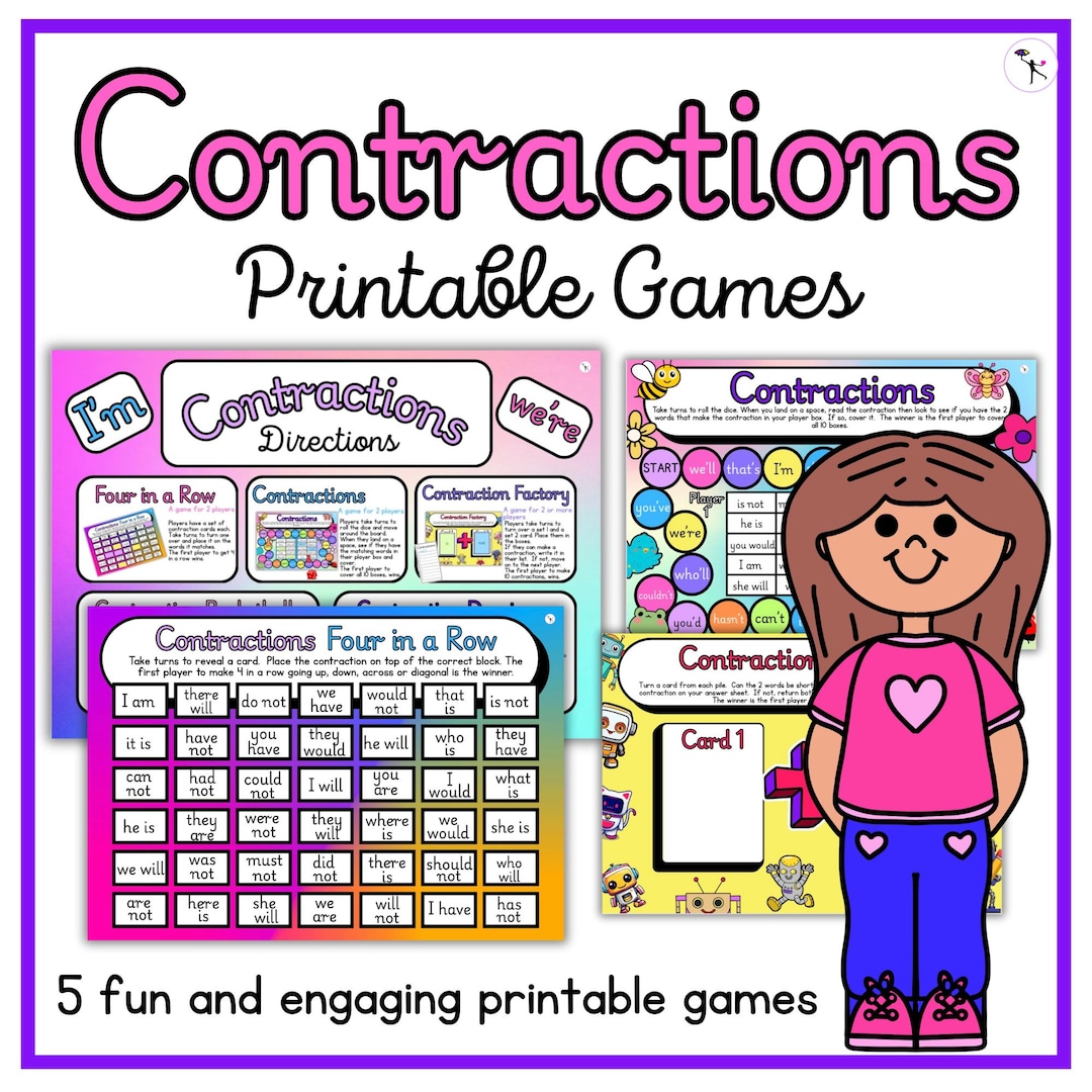 Printable Contraction Games for Elementary: Engaging Practice for ...