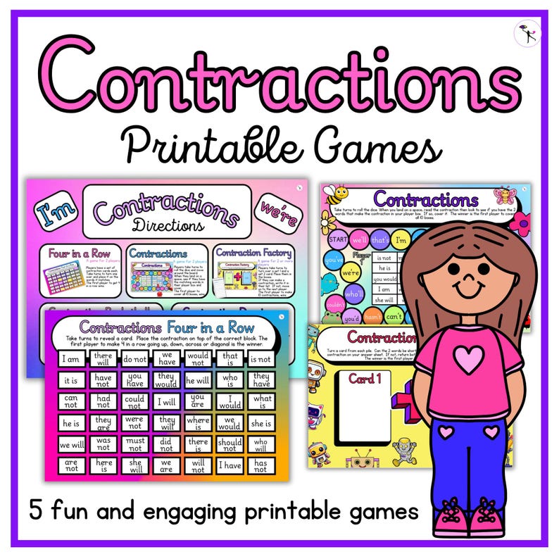 Printable Contraction Games for Elementary: Engaging Practice for ...
