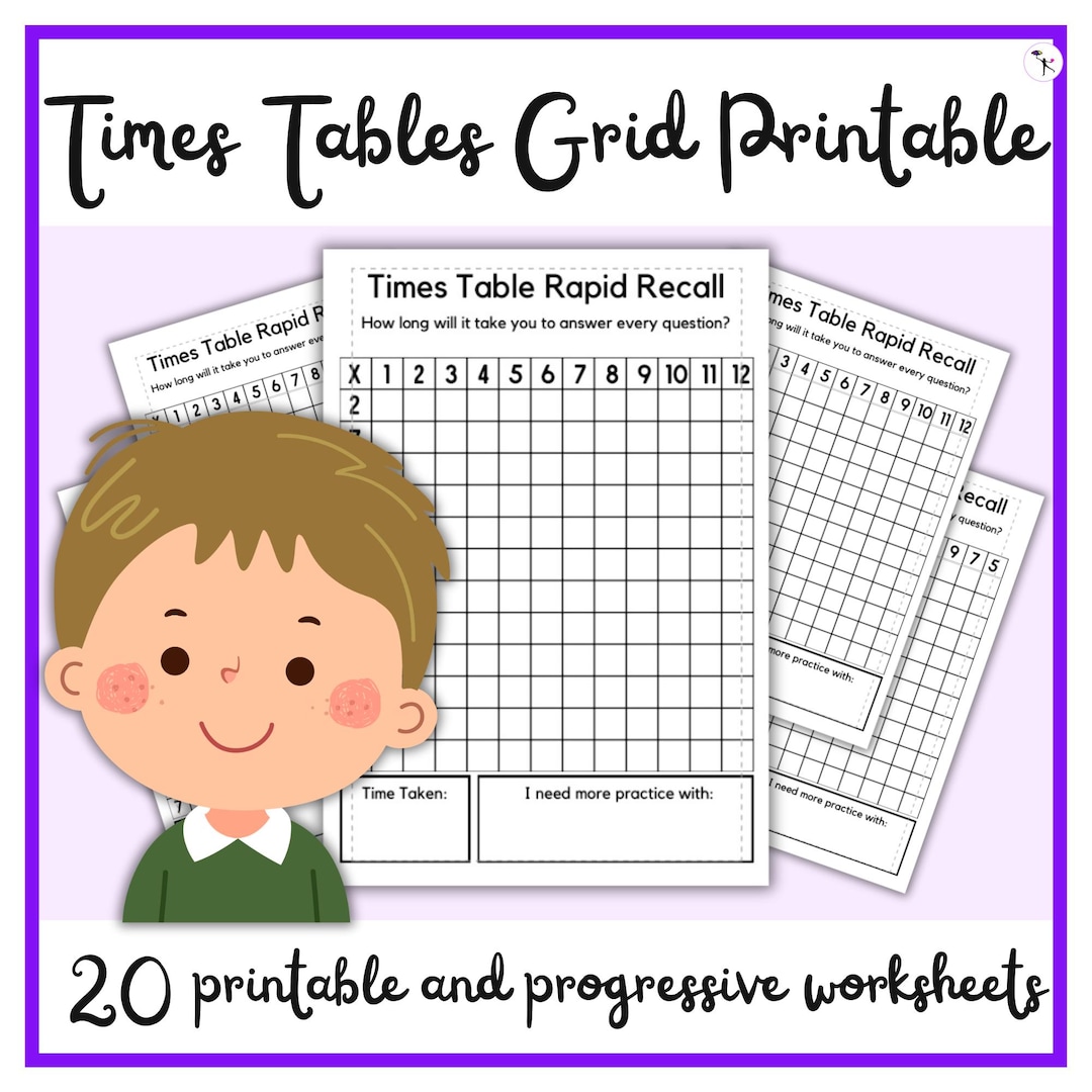 Math Times Tables Practice Sheets for Homeschool and Classroom - Etsy