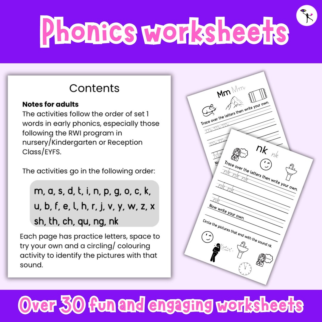 Phonics Worksheets: Letter Tracing Activities First Sounds Phonics ...