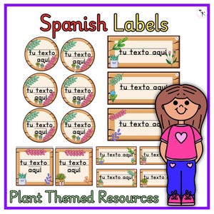 Spanish Classroom Labels: Editable Plant-themed Decor for Elementary ...
