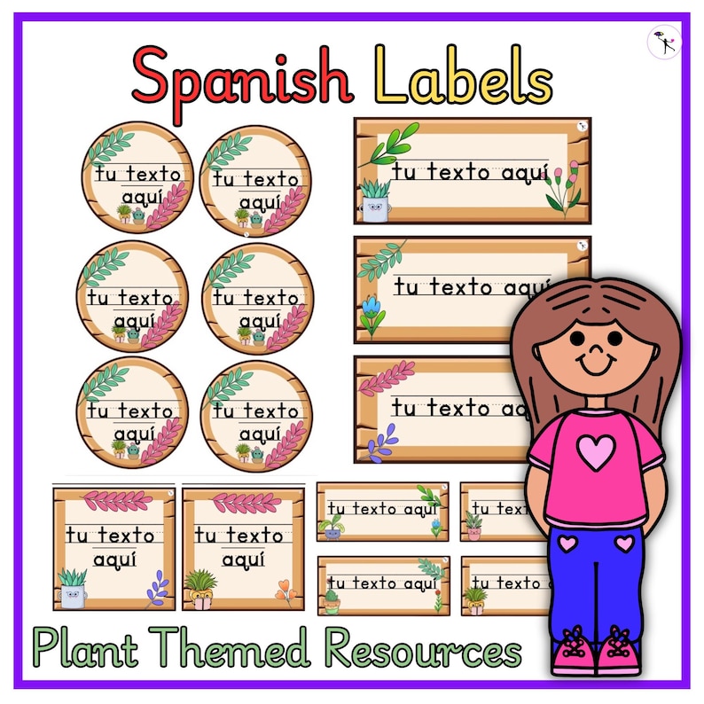 Spanish Classroom Labels: Editable Plant-themed Decor for Elementary ...